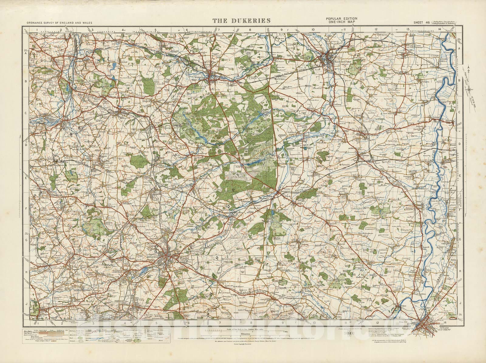 Historic Map : Sheet 46. The Dukeries. 1920 - Vintage Wall Art ...