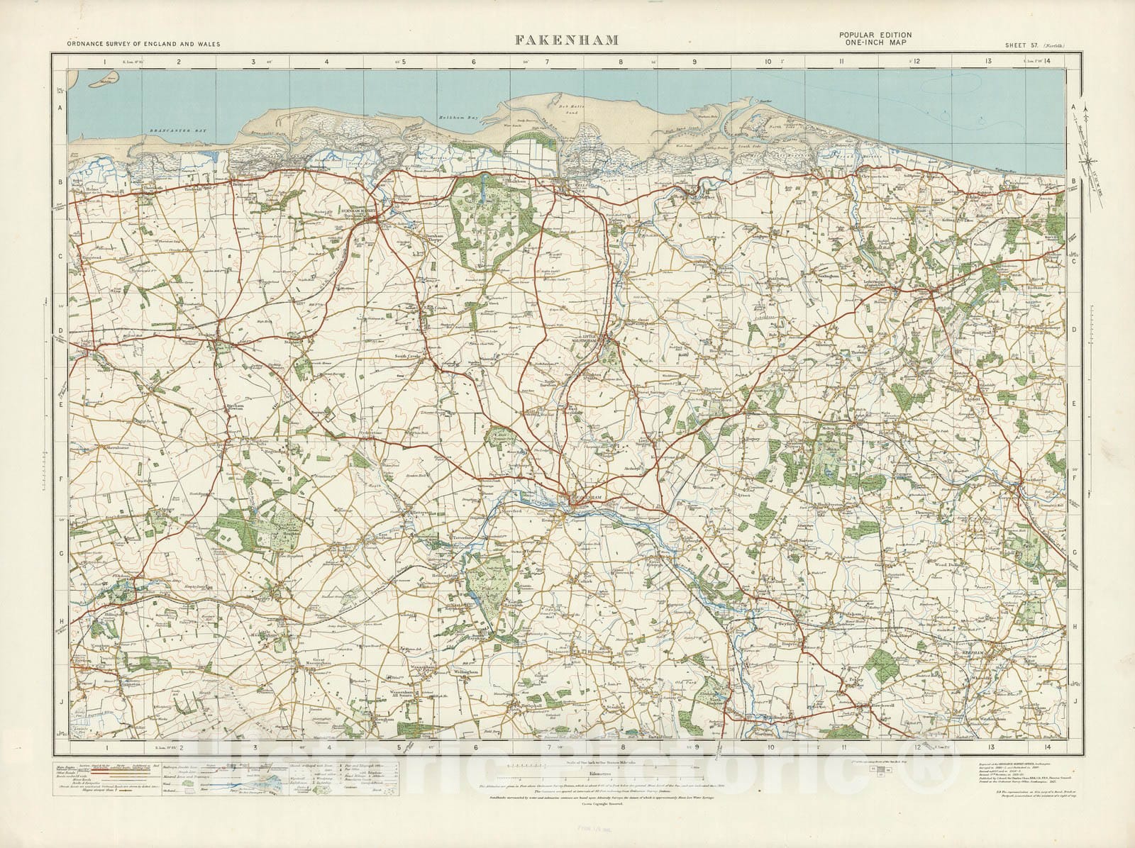 Historic Map : Sheet 57. Fakenham. 1920 - Vintage Wall Art – Historic ...
