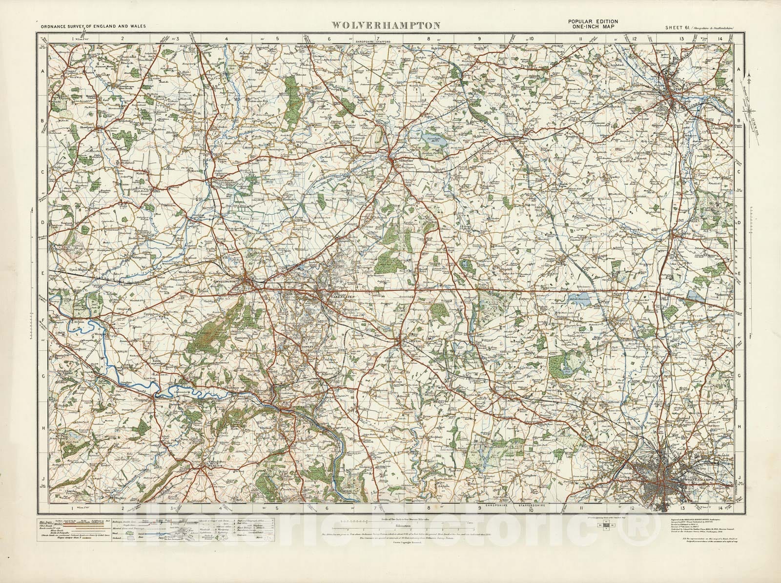 Wolverhampton England 1917 Ordnance Survey Map Print – Historic Pictoric