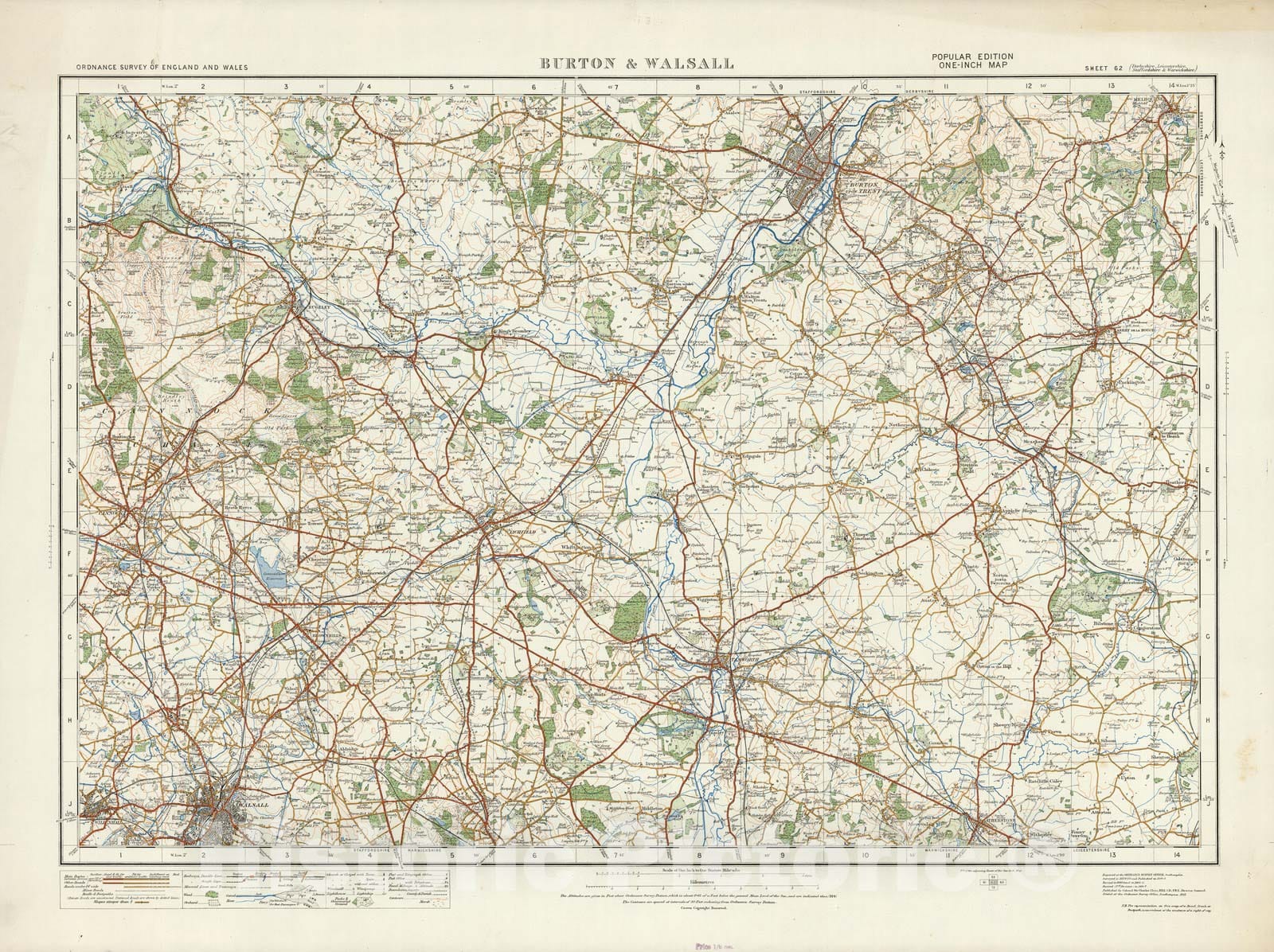 Historic Map : Sheet 62. Burton & Walsall. 1917 - Vintage Wall Art ...