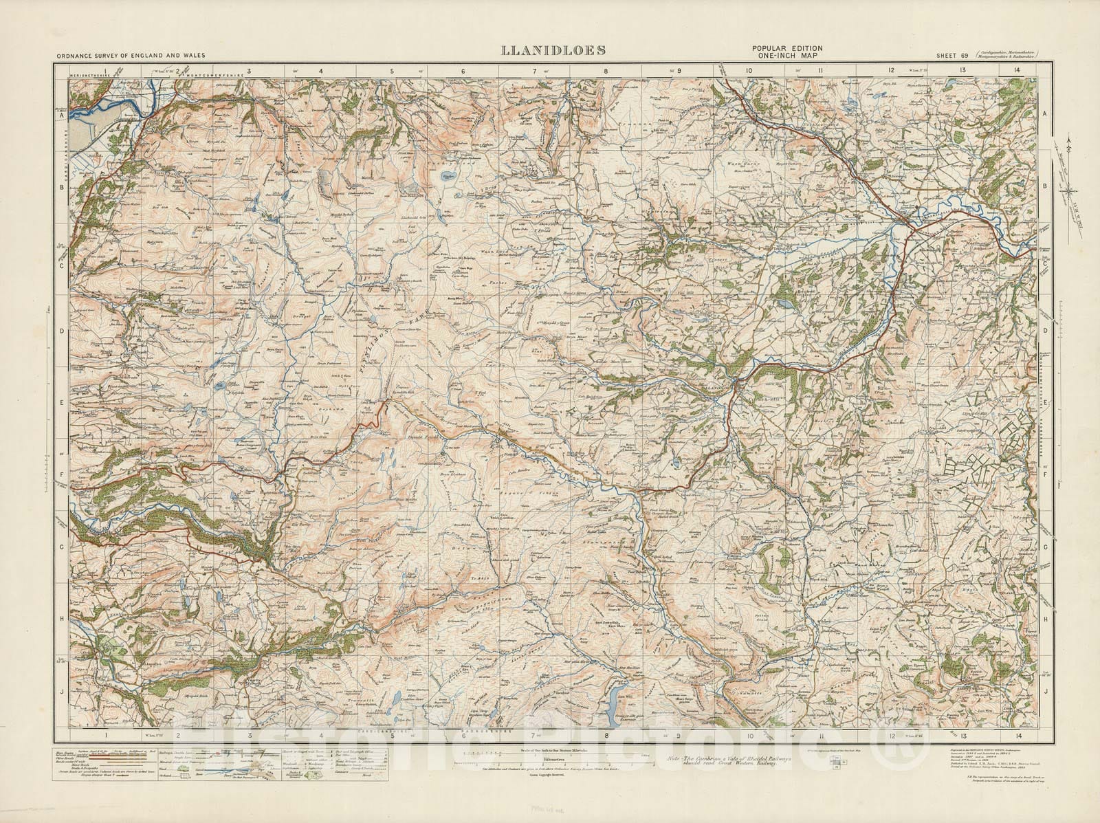 Historic Map : Sheet 69. Llanidloes. 1919 - Vintage Wall Art – Historic ...