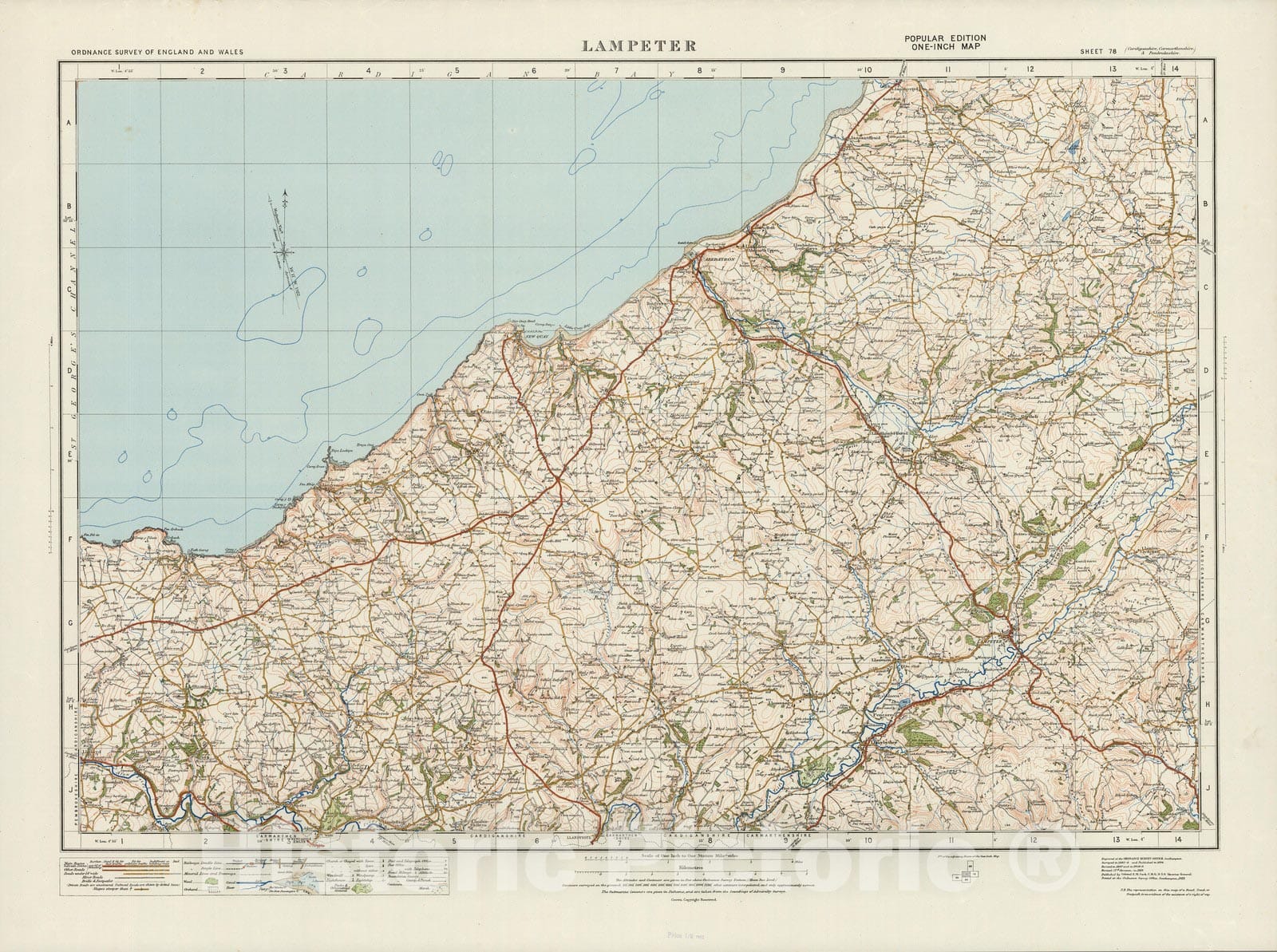 Historic Map : Sheet 78. Lampeter. 1919 - Vintage Wall Art – Historic ...