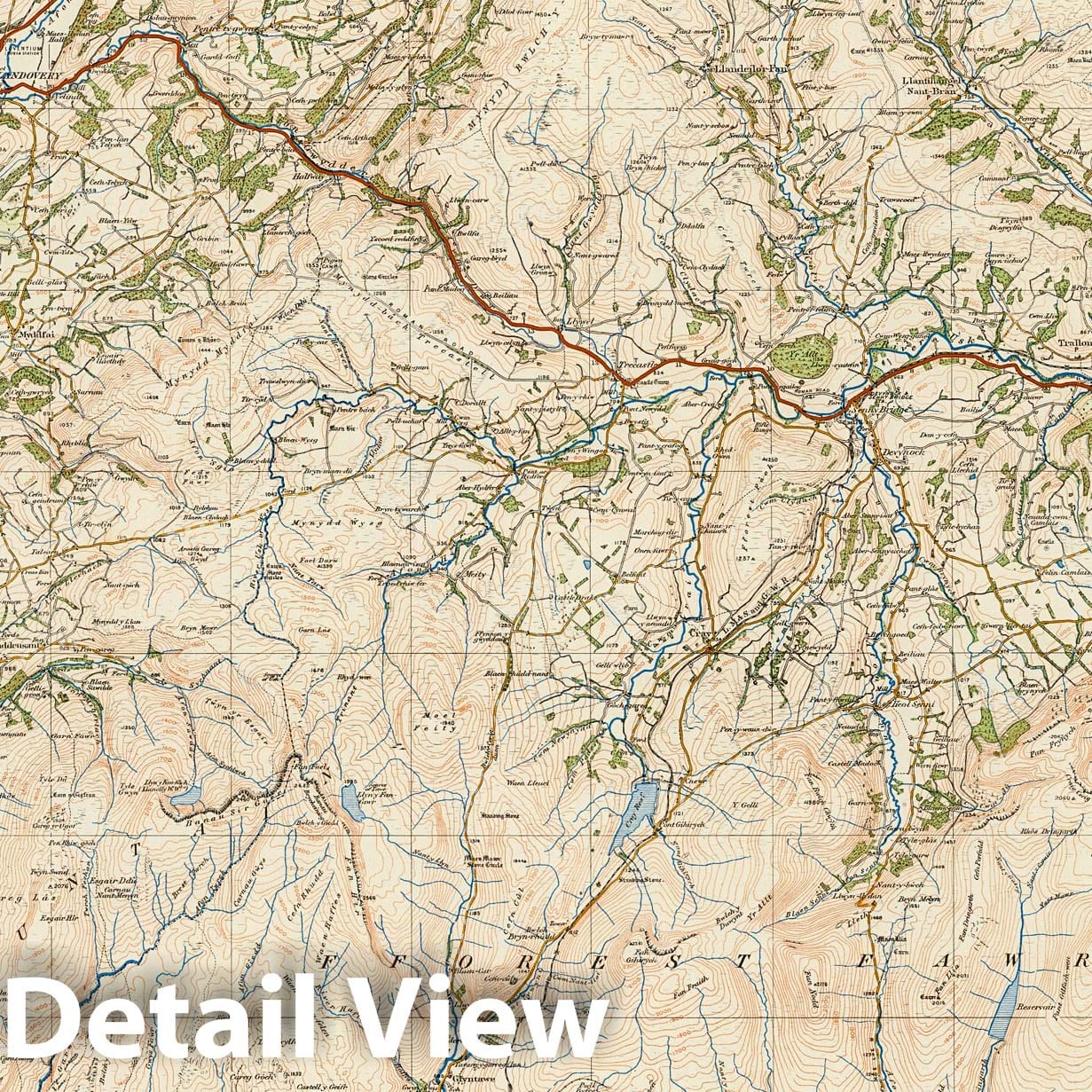 Historic Map : Sheet 90. Brecon & Llandovery. 1920 - Vintage Wall Art ...