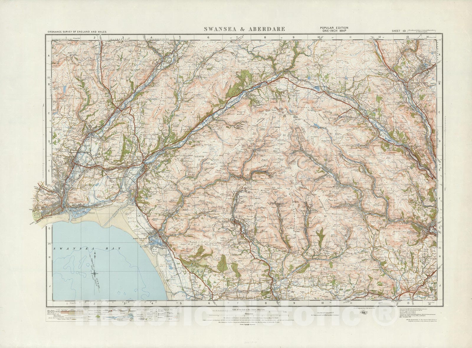 Historic Map : Sheet 101. Swansea & Aberdare. 1920 - Vintage Wall Art ...