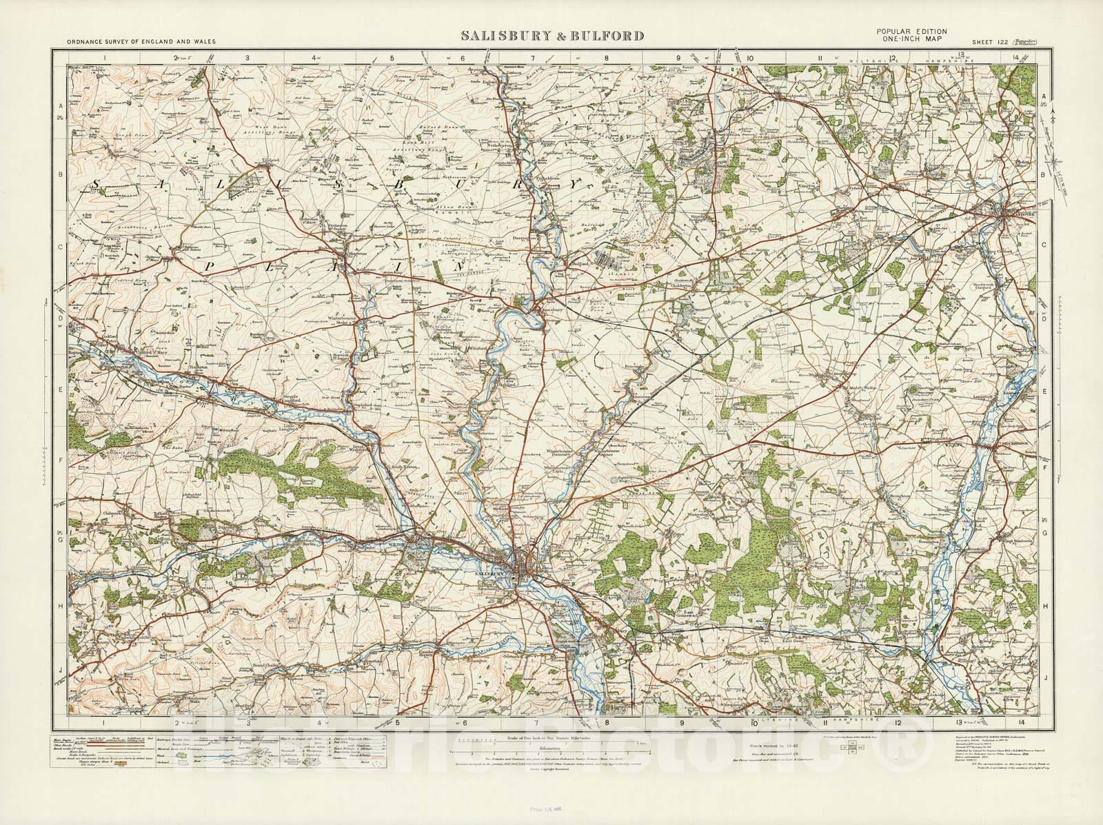 Historic Map : Sheet 122. Salisbury & Bulford. 1913 - Vintage Wall Art ...