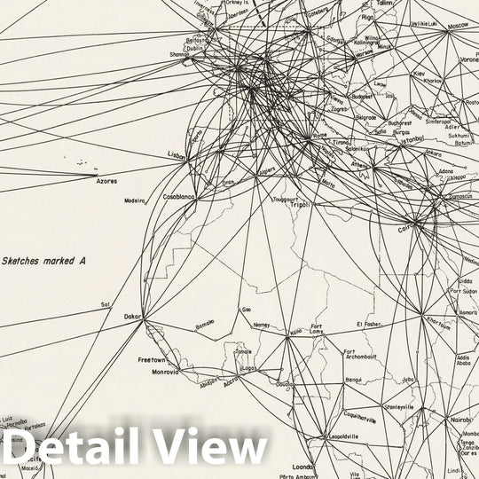 Historic Map - World Air Transportation, Principal Routes of Scheduled ...