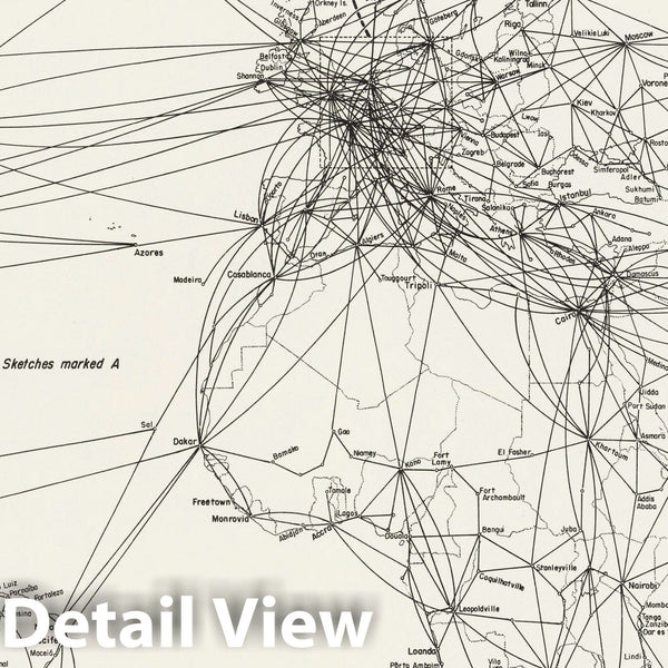 Historic Map - World Air Transportation, Principal Routes of Scheduled ...