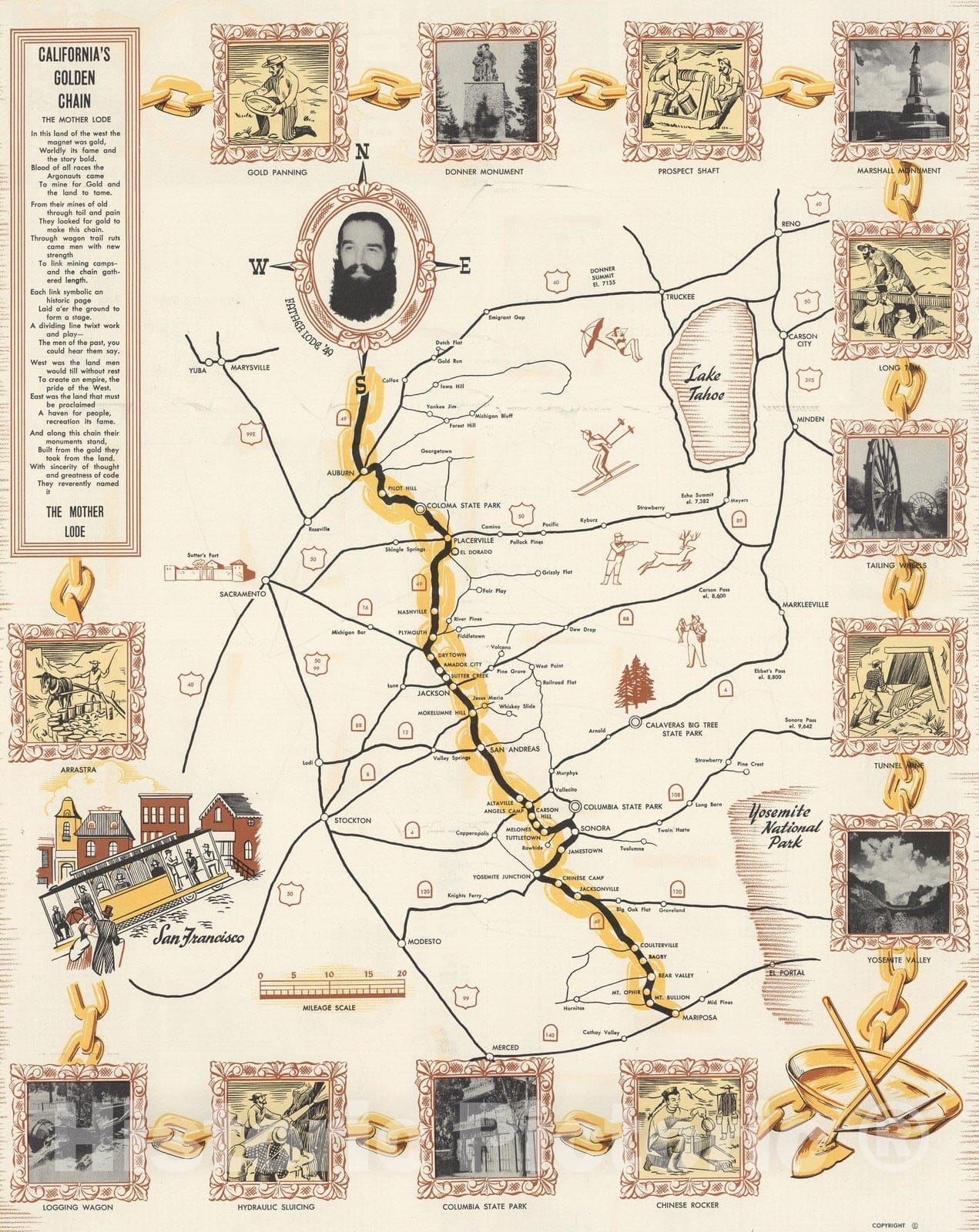 Historic Map : Pocket Map, California's Golden Chain : the Mother Load ...
