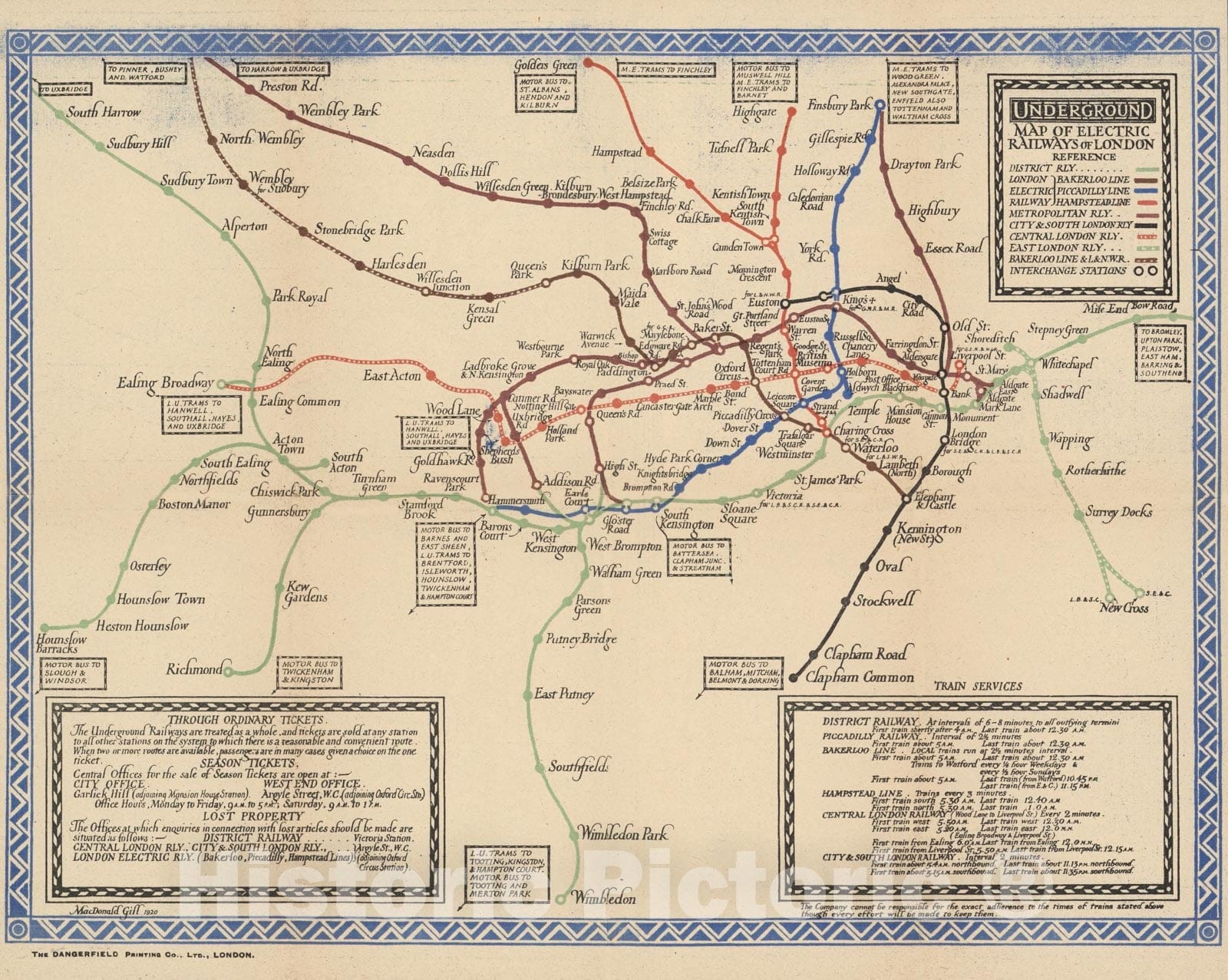 Historic Map : Underground : Map of the electric railways of London, 1 ...