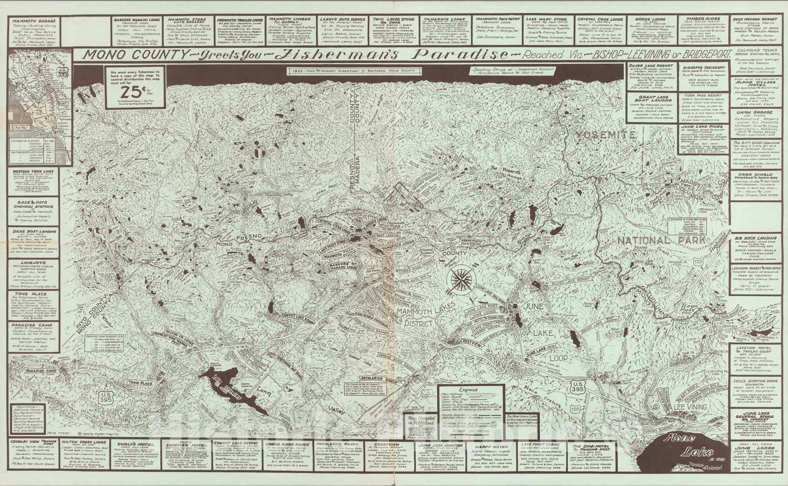 Historic Map : Mono County greets you : fisherman's paradise 1955 - Vi ...