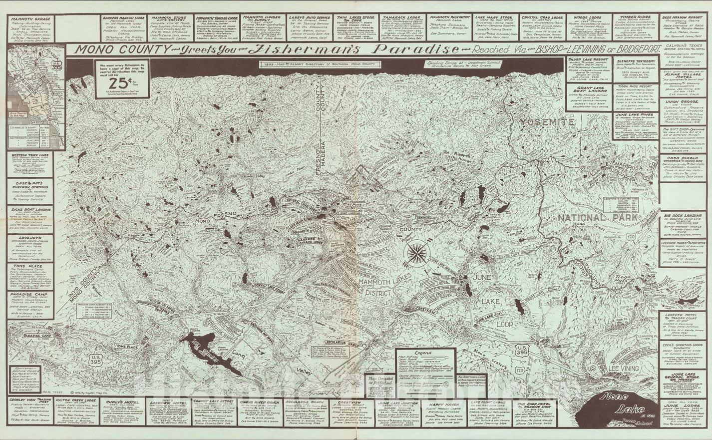 Historic Map : Mono County greets you : fisherman's paradise 1955 - Vi ...
