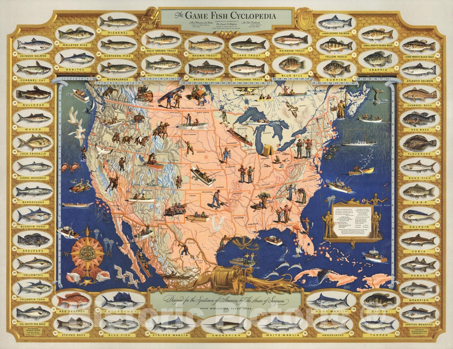 Historic Map : Game Fish Cyclopedia. 1947 - Vintage Wall Art – Historic ...