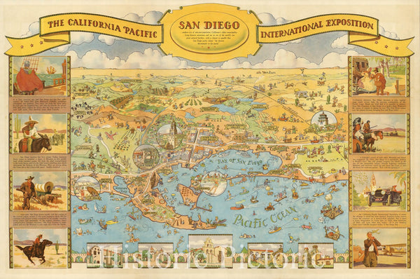 Historic Wall Map : California Pacific International Exposition - San - Historic Pictoric