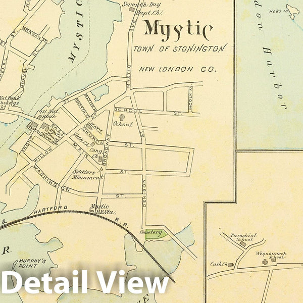 Historic Map : State Atlas Map, W. Mystic, Mystic. 1893 - Vintage Wall ...