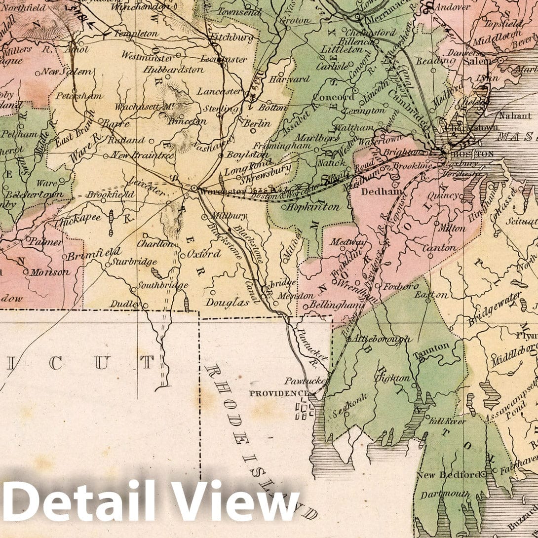 Historic Map : World Atlas Map, Massachusetts 1838 - Vintage Wall Art ...