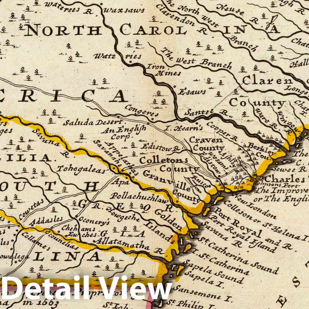 Historic Map : World Atlas Map, Carolina. 1736 - Vintage Wall Art ...