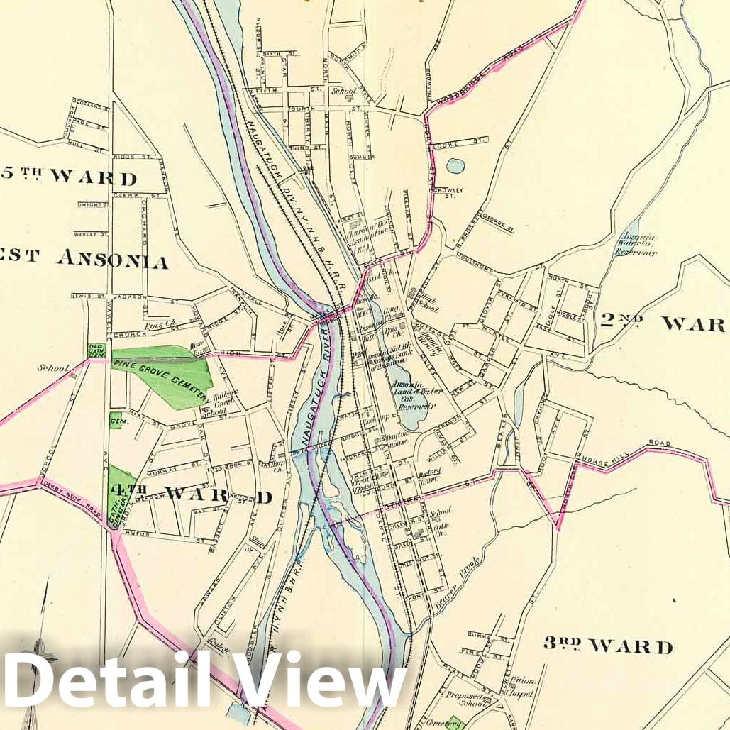 Historic Map : State Atlas Map, Ansonia, Southbury, S. Britain. 1893 ...