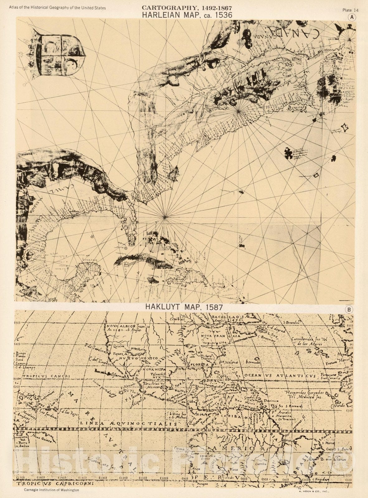 Historic Map : Plate 14. Facsimile Cartography 1492-1867. Harleian Map ...