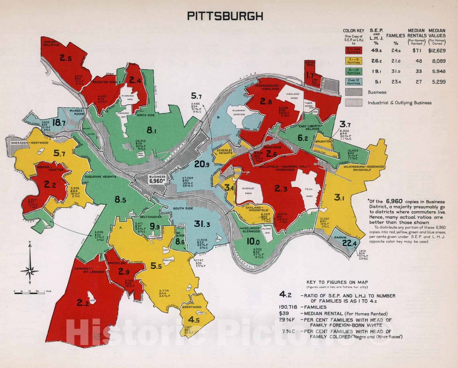 Pittsburgh 1932 Statistical Map Print | Historical City – Historic Pictoric