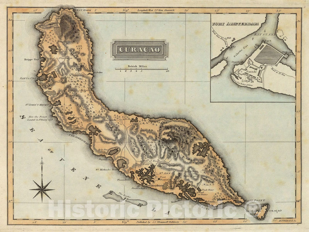 Historic Map - World Atlas Map, Curacao. 1823 - Vintage Wall Art ...