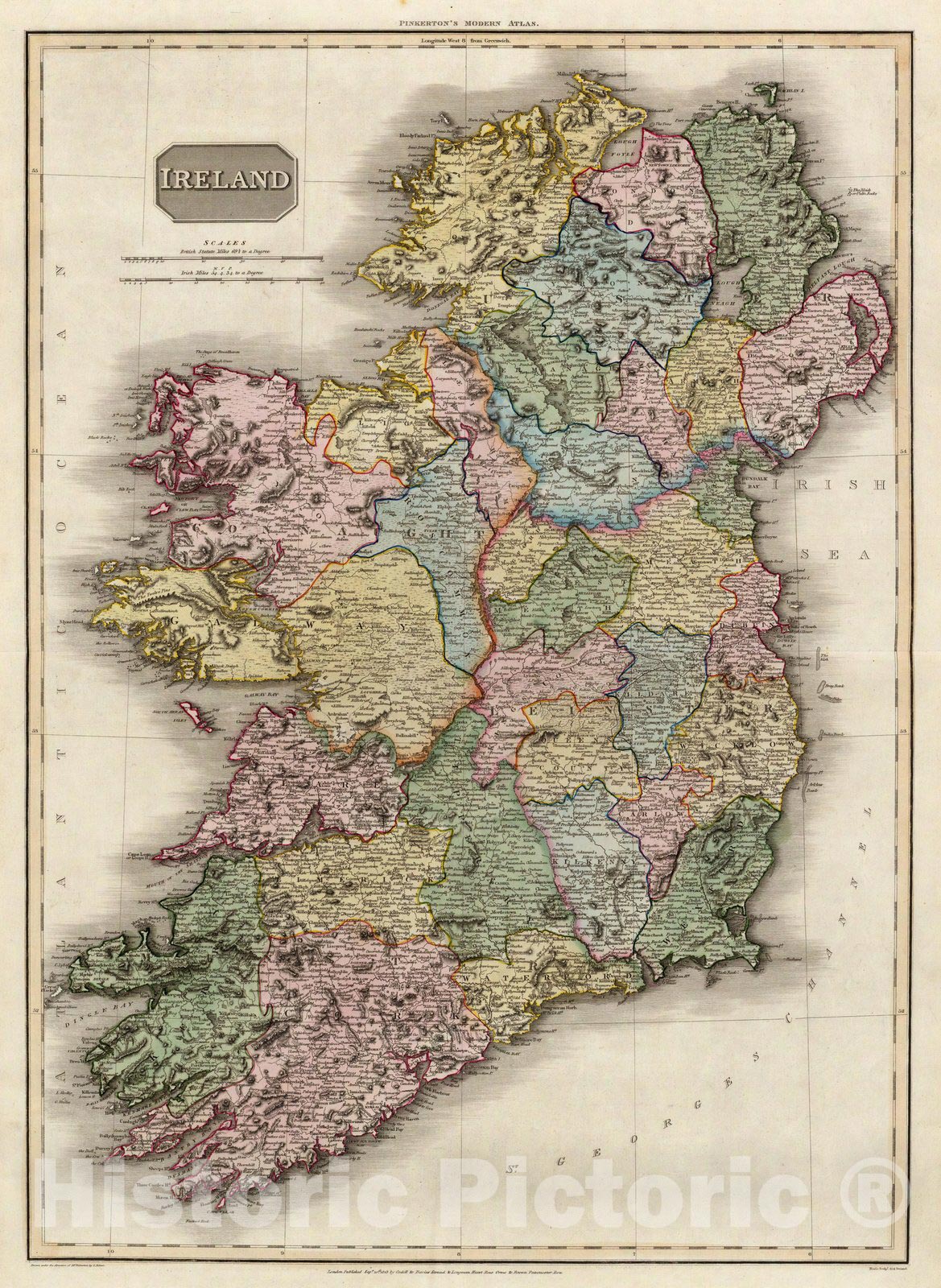 Historic Map : World Atlas Map, Ireland. 1813 - Vintage Wall Art ...