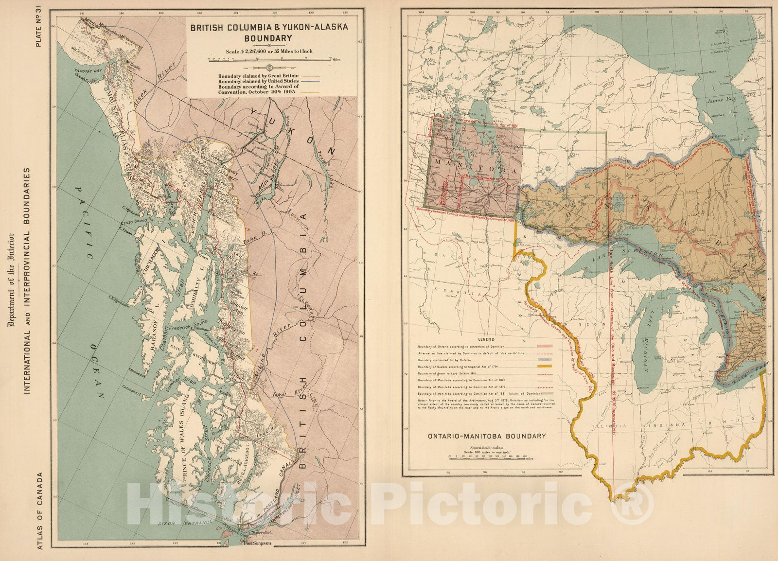 Historic Map : No. 31, International and interprovincial boundaries 19 ...