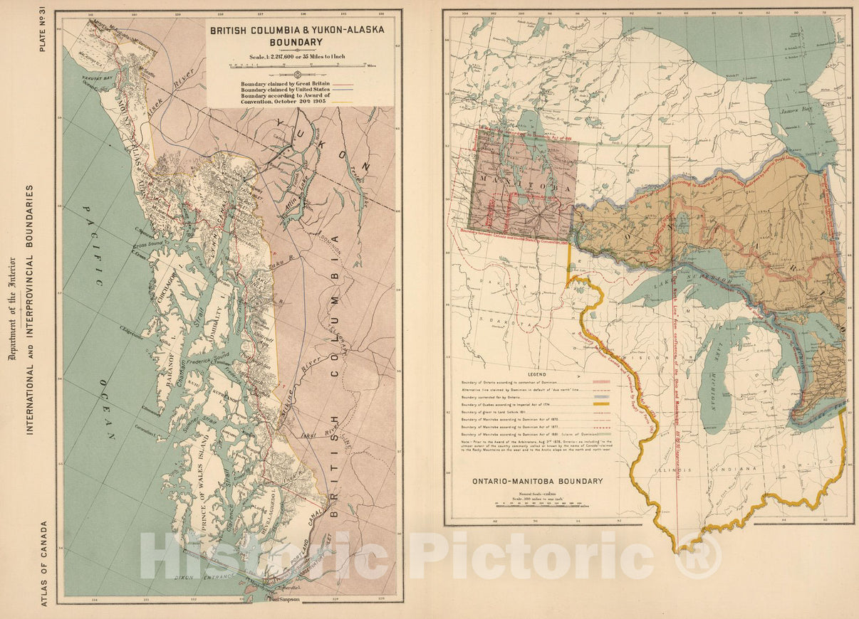 Historic Map : No. 31, International and interprovincial boundaries 19 ...