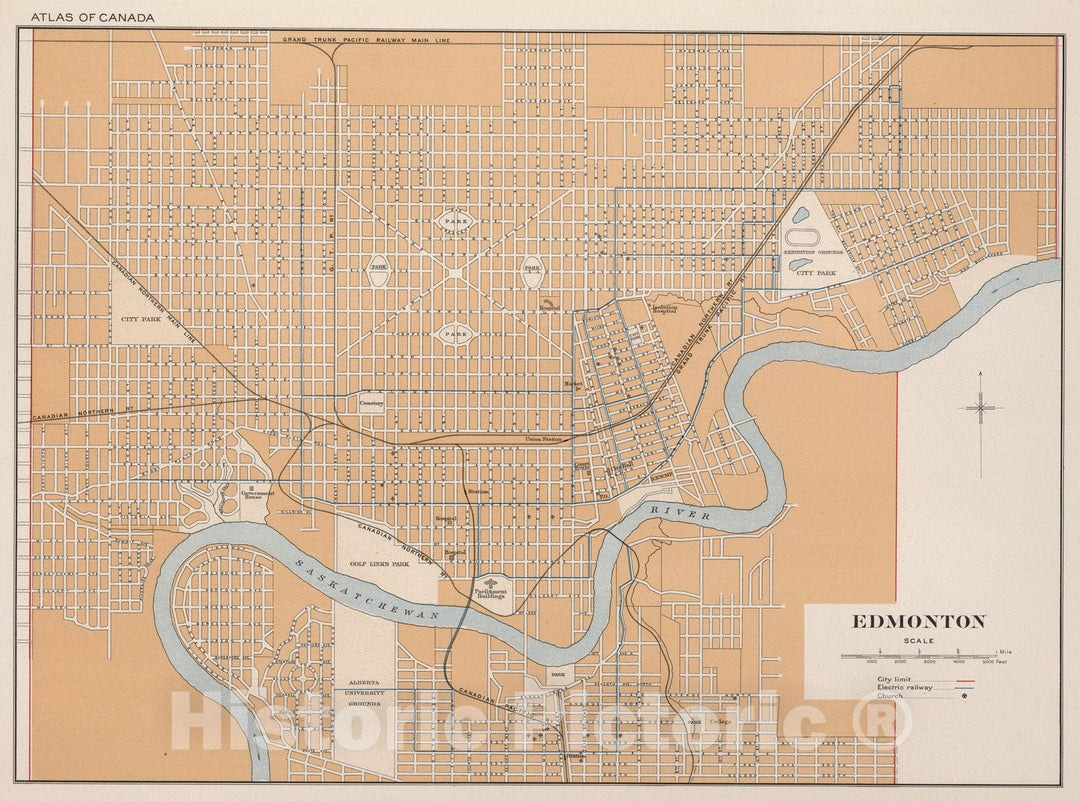 Historic Map : Edmonton 1915 - Vintage Wall Art – Historic Pictoric