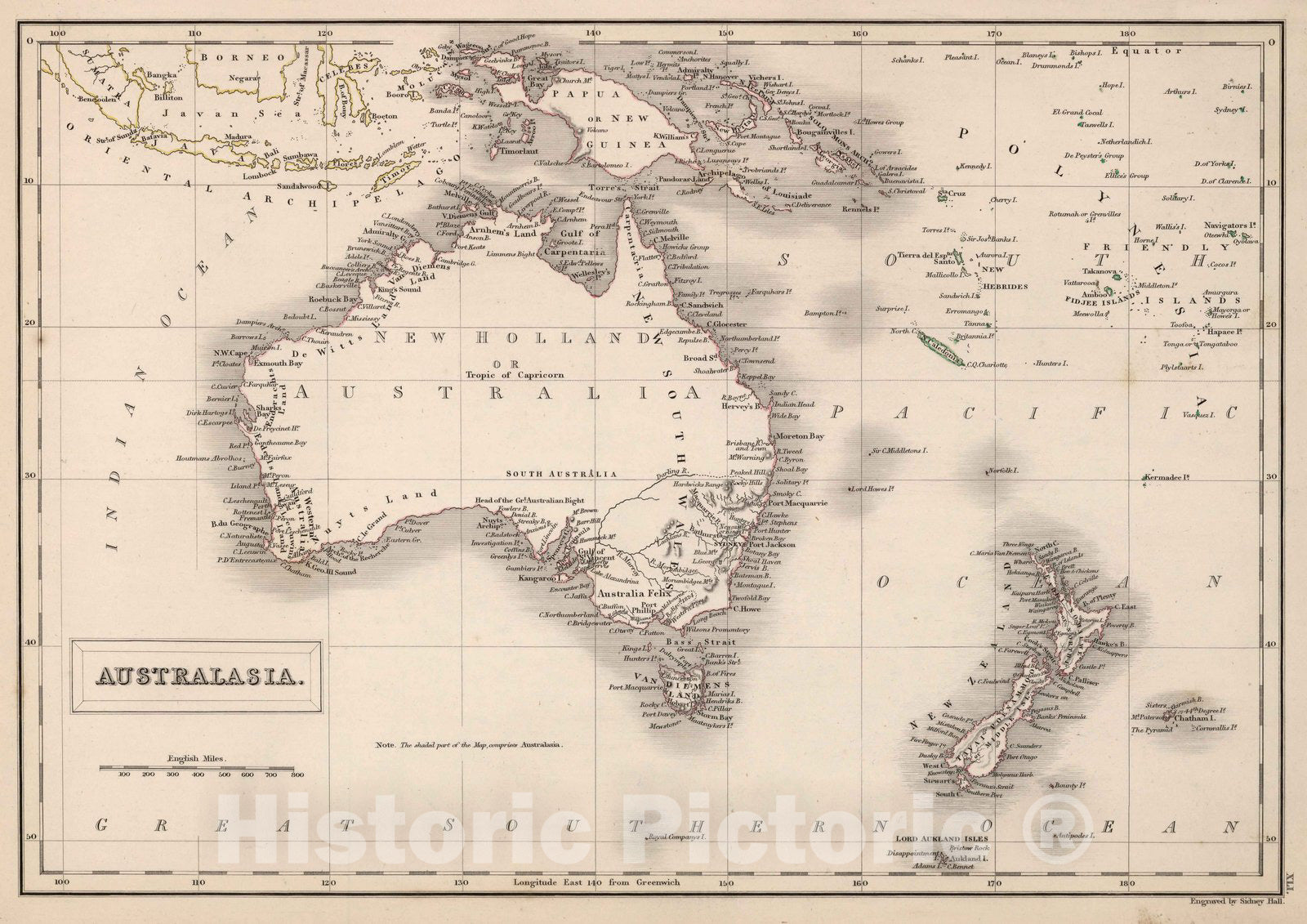Historic Map : World Atlas Map, Australasia. 1841 - Vintage Wall Art ...