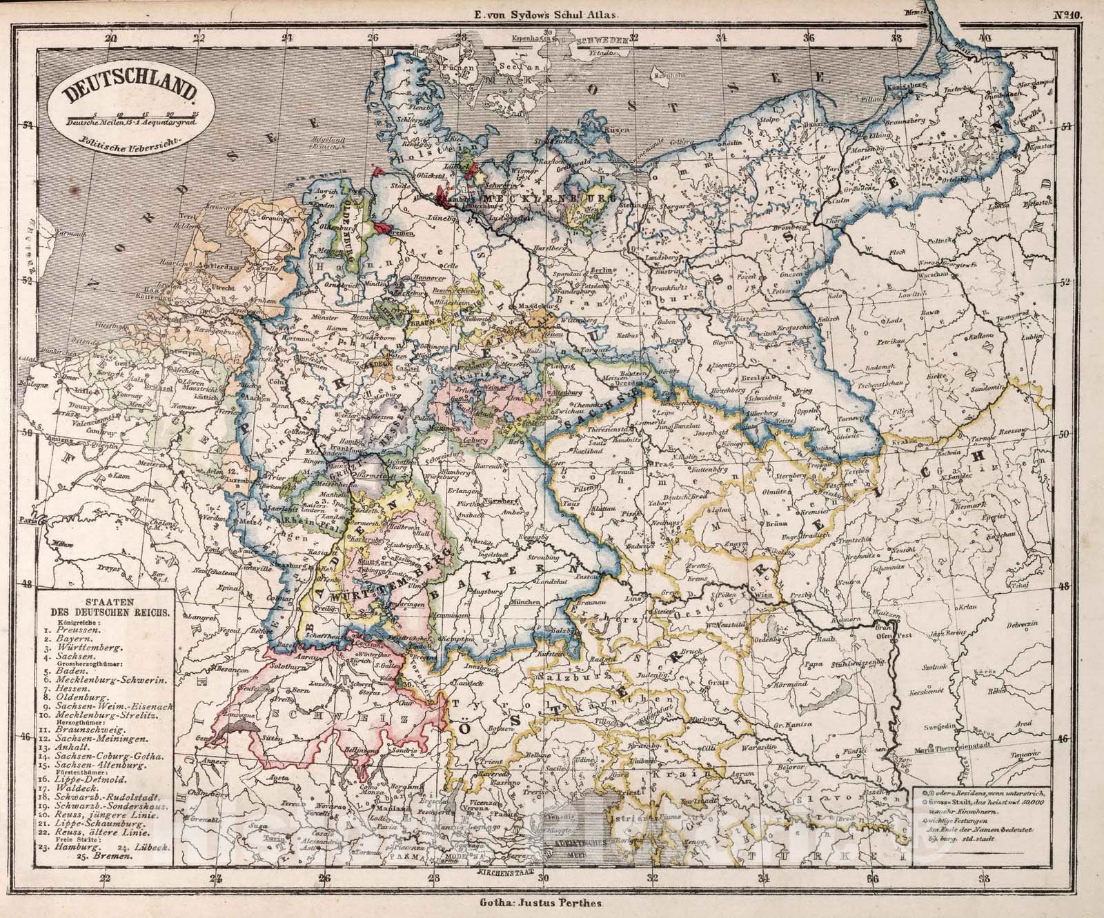 Historic Map : Germany,10. Deutschland. Germany. 1872 , Vintage Wall A ...