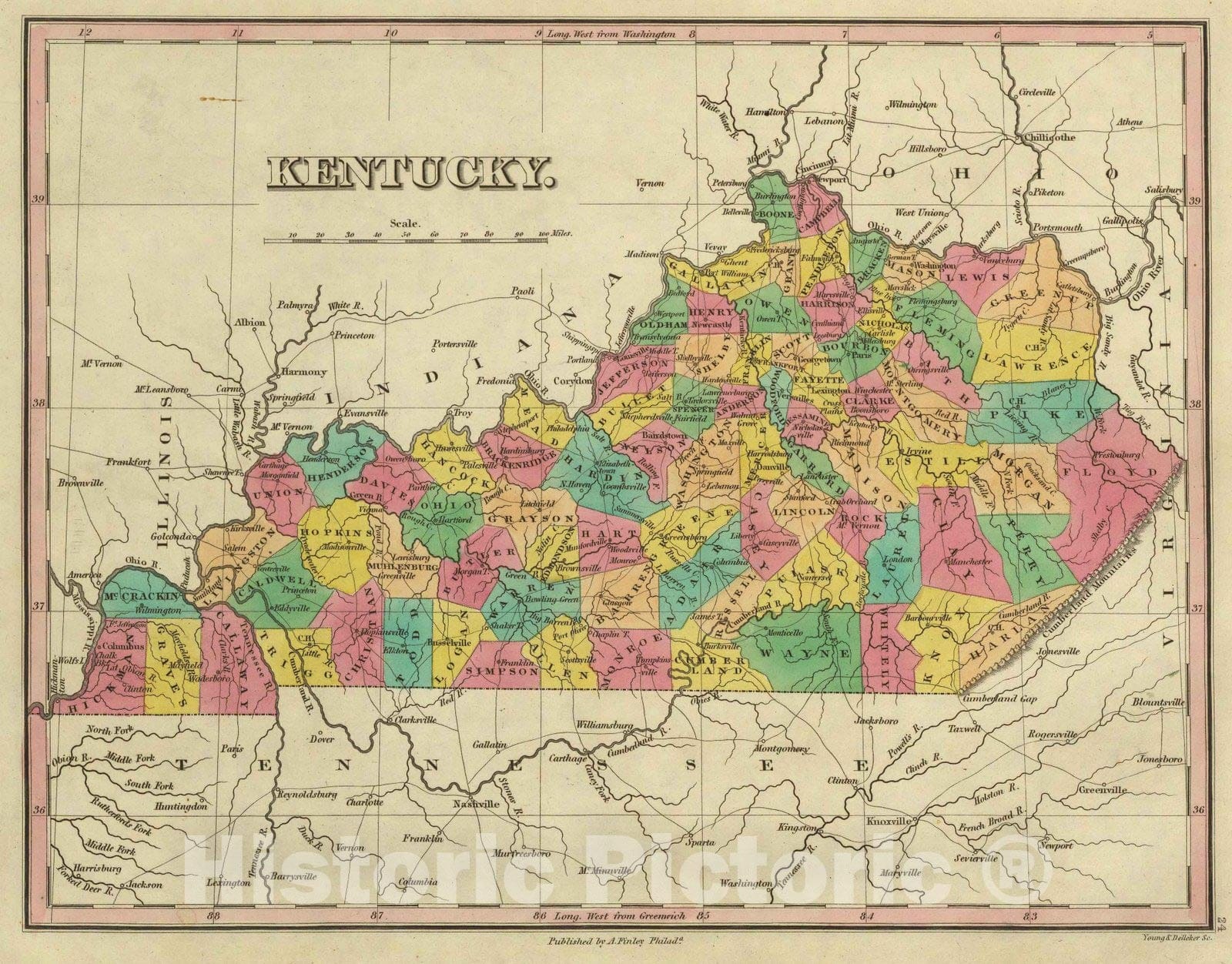 Historic Map : Classical Atlas Map, Kentucky. 1831 - Vintage Wall Art ...