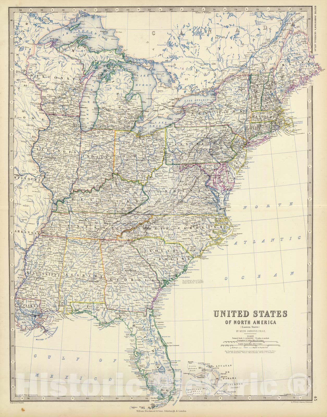 Historic Map : World Atlas Map, United States E. 1861 - Vintage Wall A ...