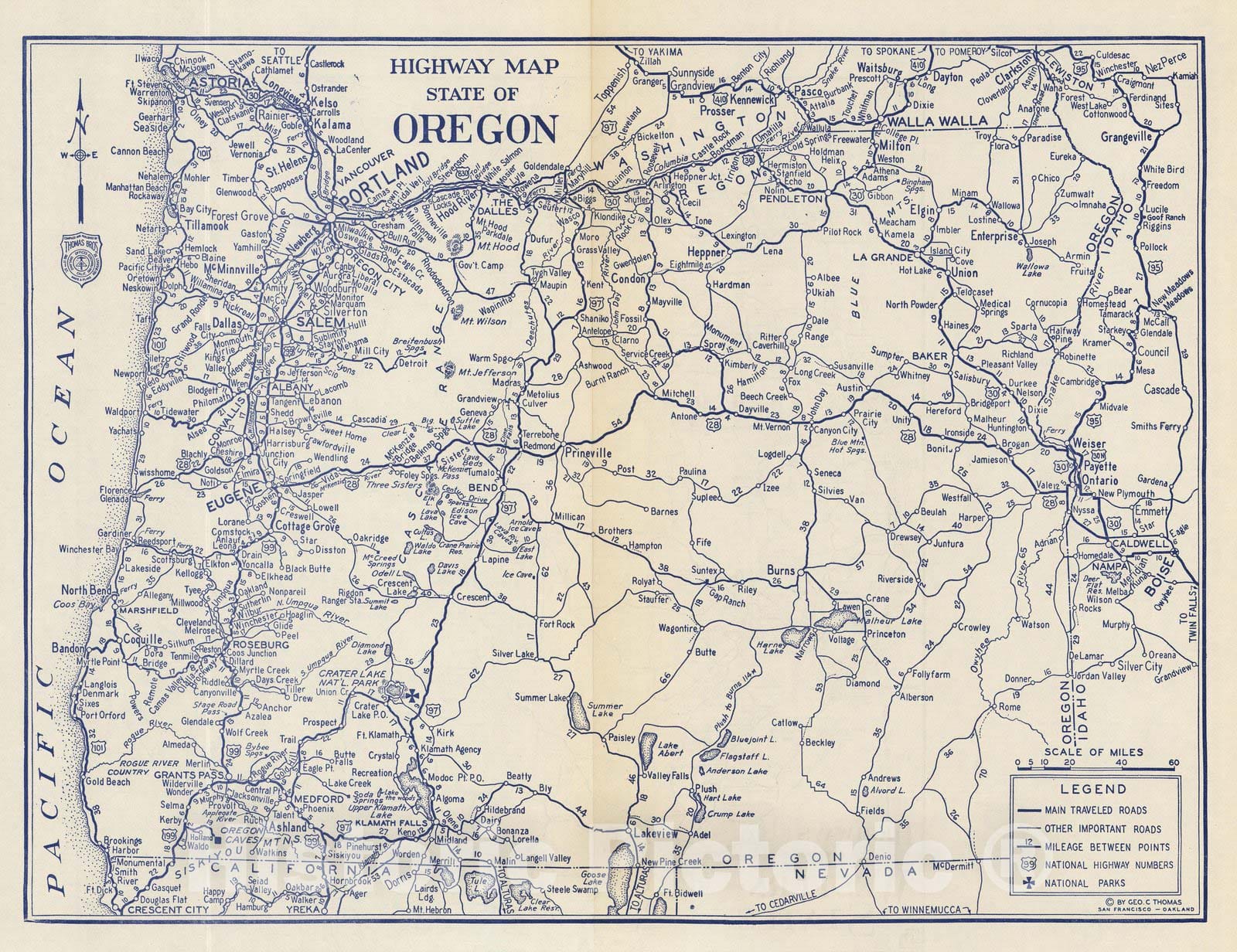 Historic Map : Highway Map of the State of Oregon, 1938 - Vintage Wall ...