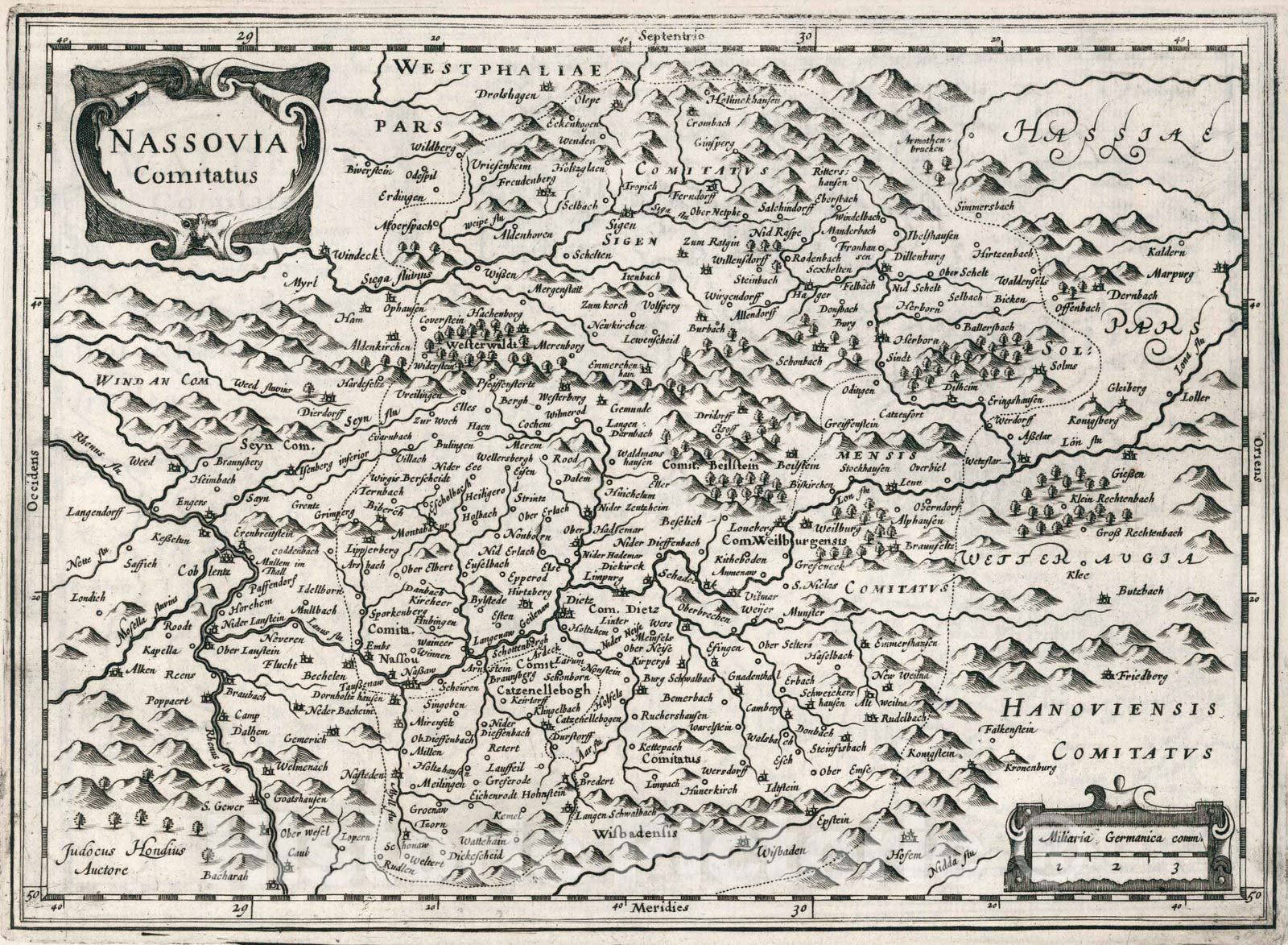Historic Map : Germany,Nassovia comitatus 1636 , Vintage Wall Art ...