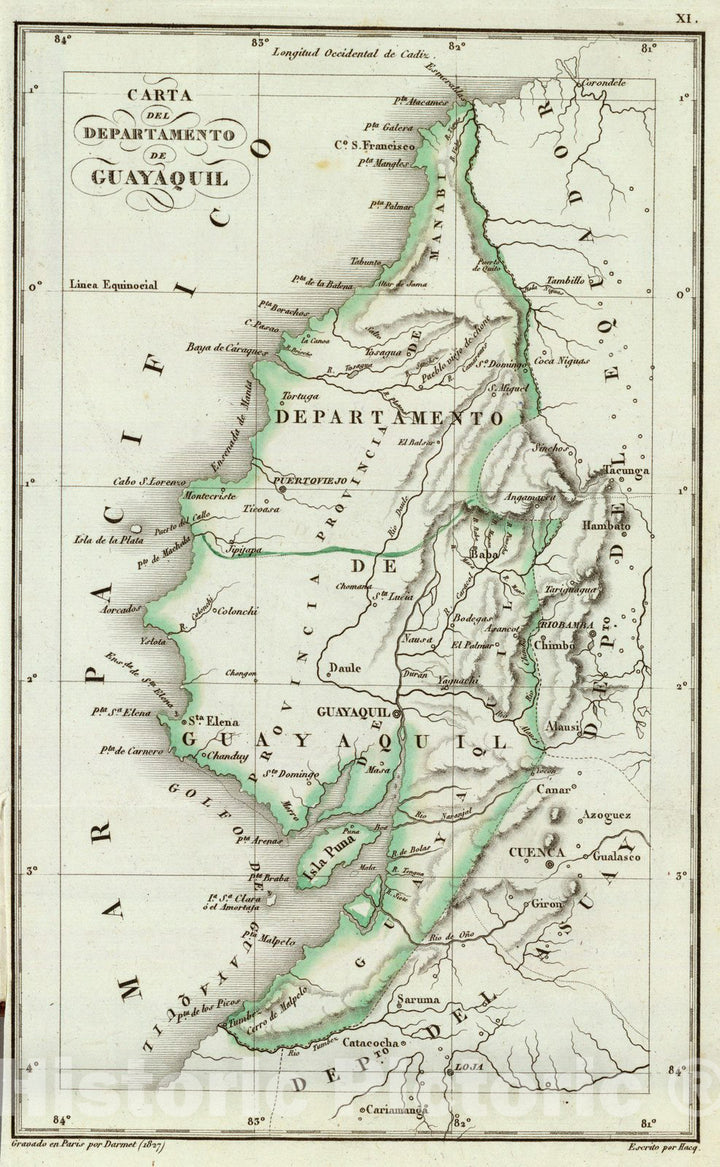 Historic Map : Ecuador, Guayaquil. 1827 , Vintage Wall Art – Historic ...