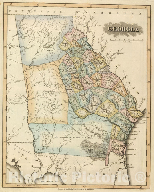 Historic Map - World Atlas Map, Georgia. 1822 - Vintage Wall Art ...