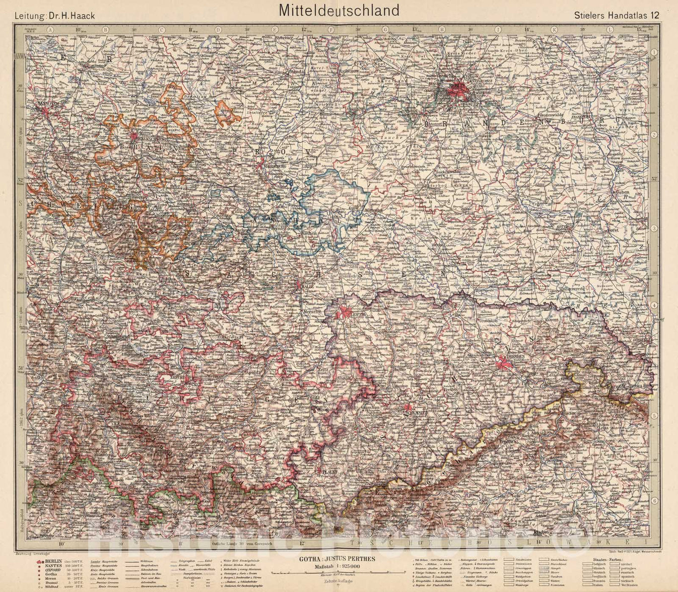 Historic Map : Germany,12. Mitteldeutschland. Central Germany. 1925 ...