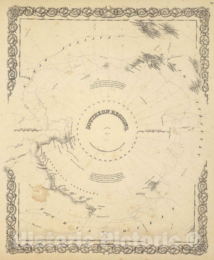 Historic Map : World Atlas Map, Southern Regions. 1856 - Vintage Wall ...