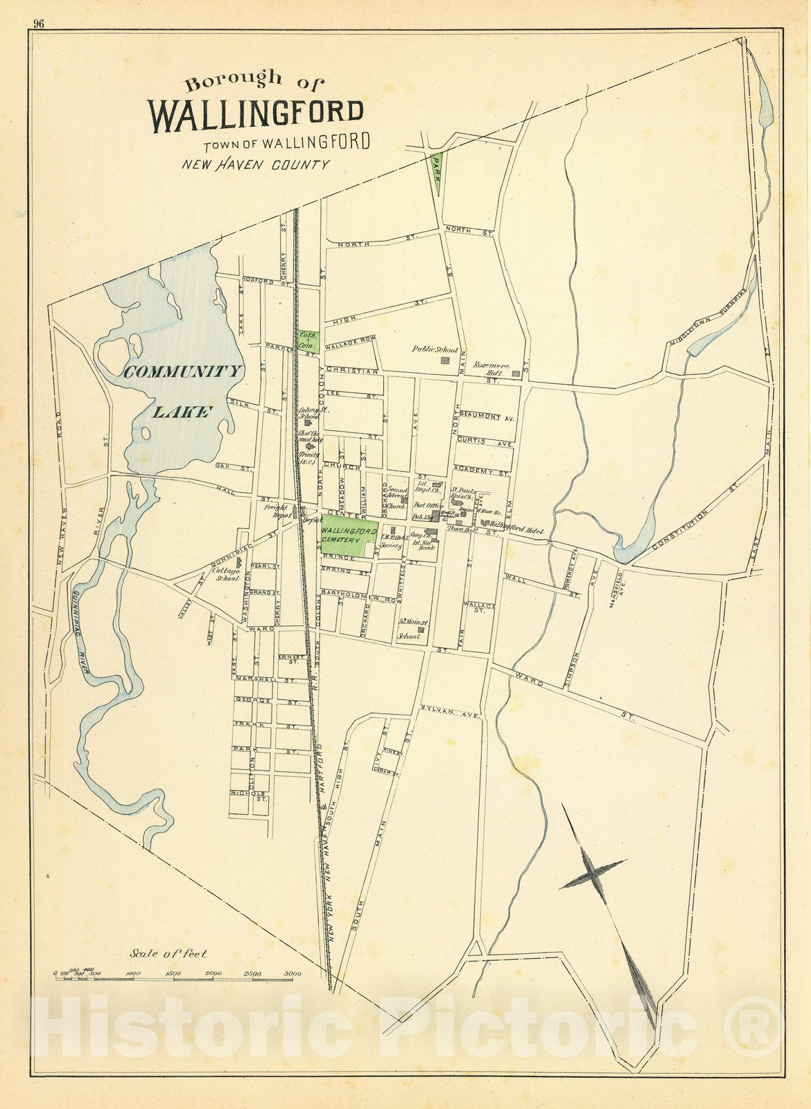 Historic Wall Map : State Atlas Map, Wallingford. 1893 - Vintage Wall ...
