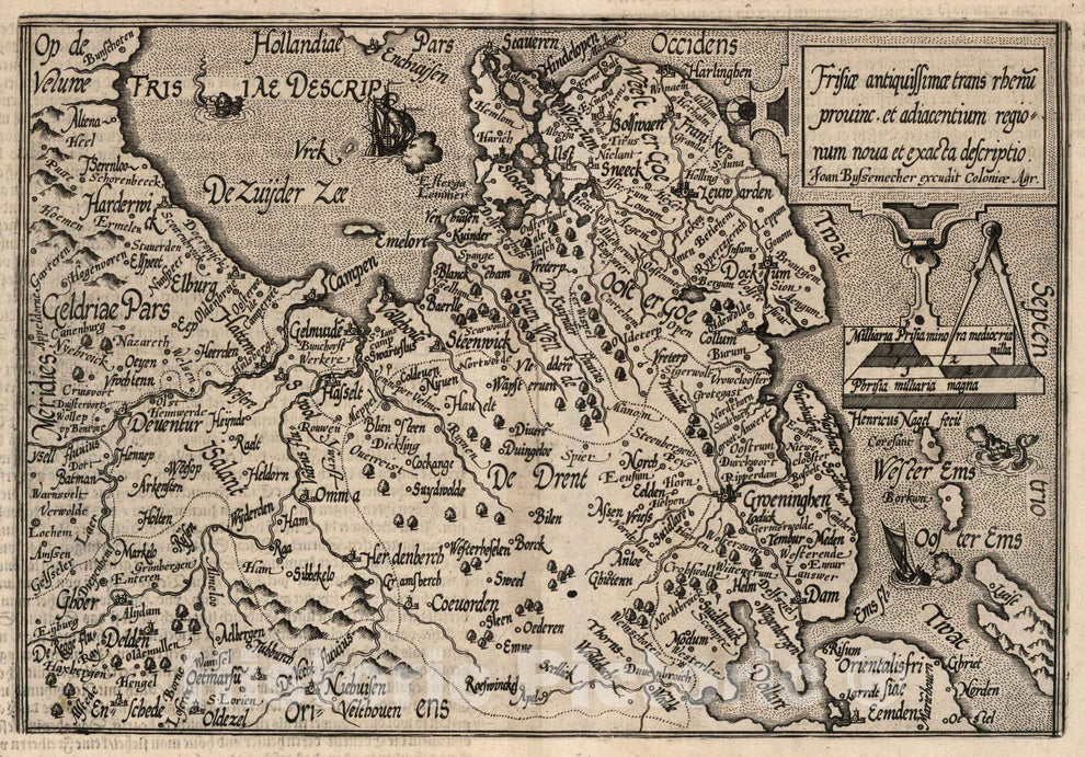 Frisia 1600 Historical Map Print | Quad Atlas | Historic Pictoric