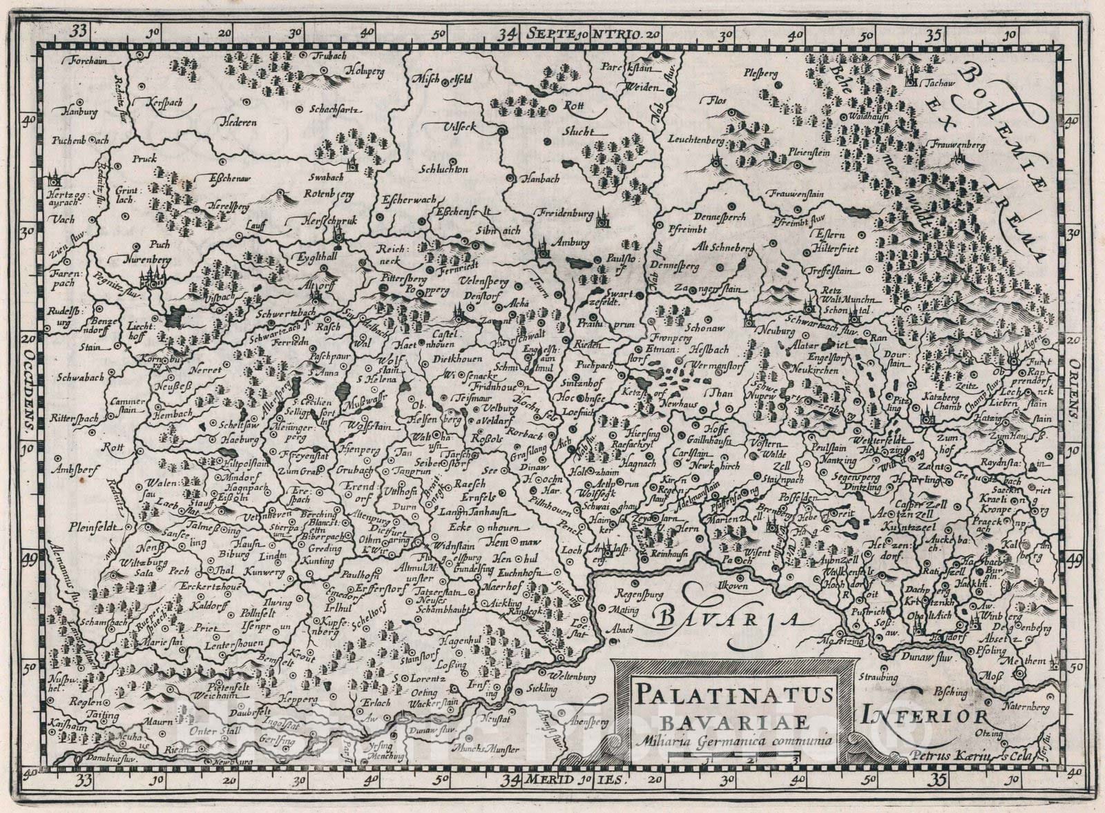 Historic Map : Germany,Palatinatus Bavariae 1636 , Vintage Wall Art ...