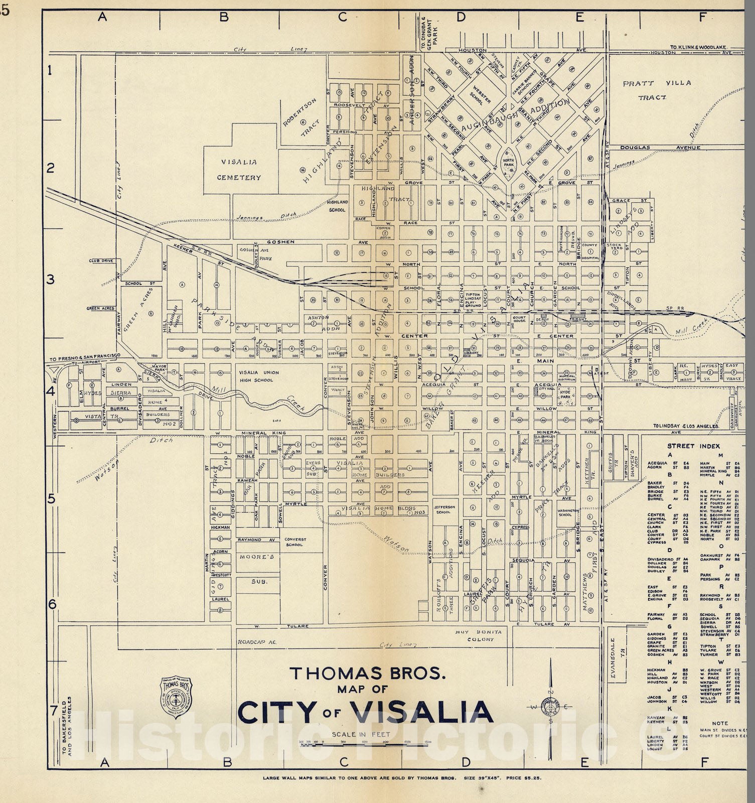 Historic Map : Thomas Bros. Map of City of Visalia, California, 1938 ...