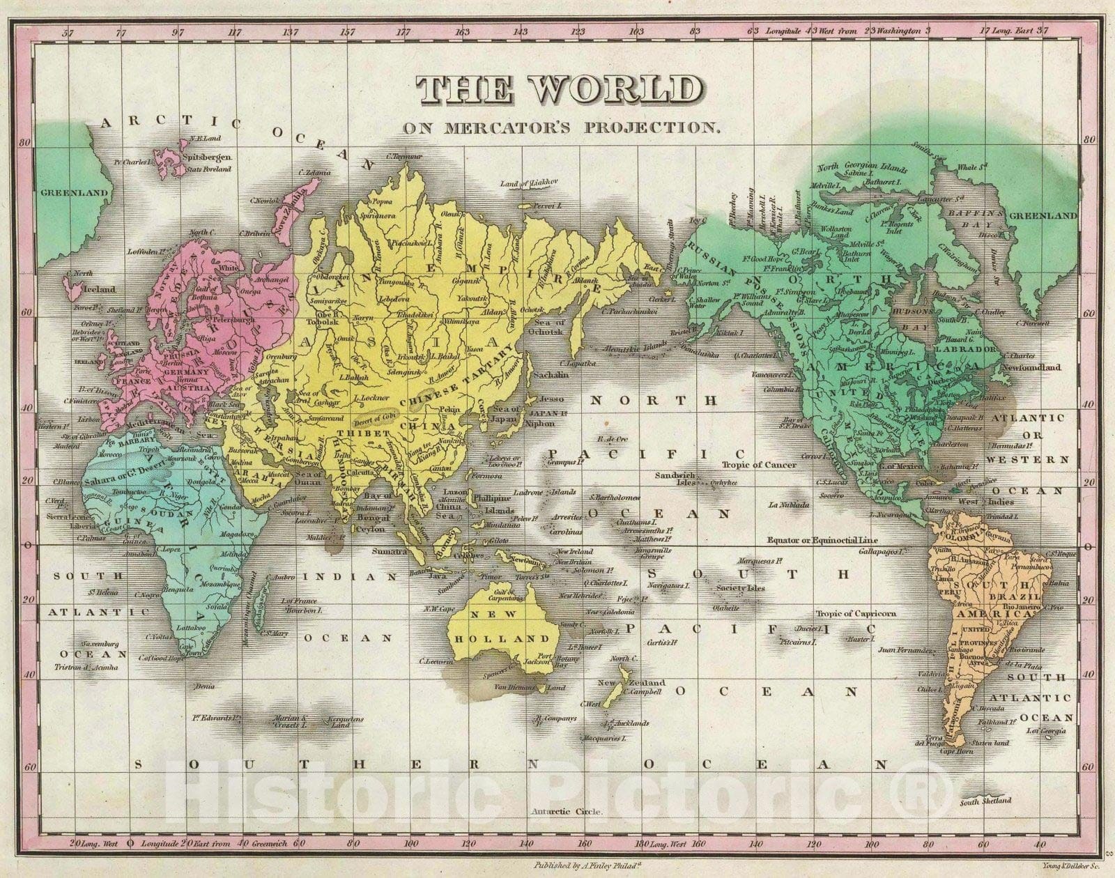 Historic Map : Classical Atlas Map, World On Mercator's Projection. 18 ...