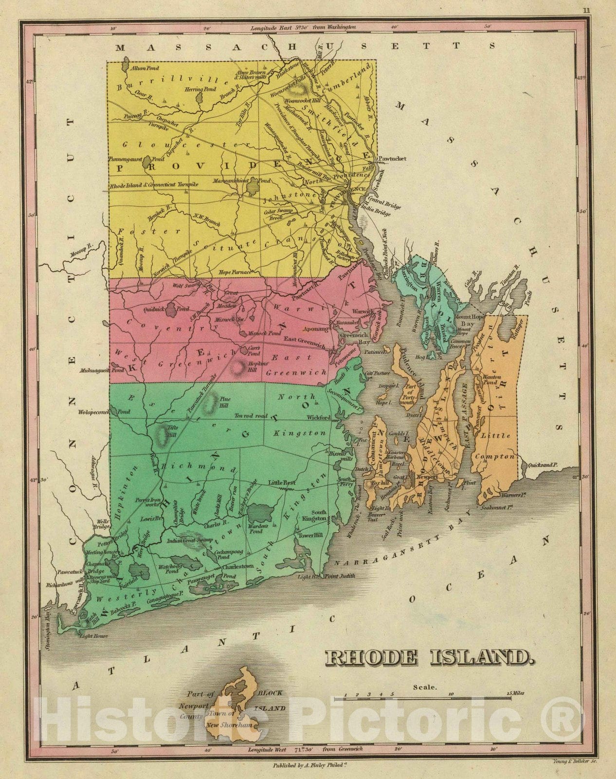 Historic Map : Classical Atlas Map, Rhode Island. 1831 - Vintage Wall ...