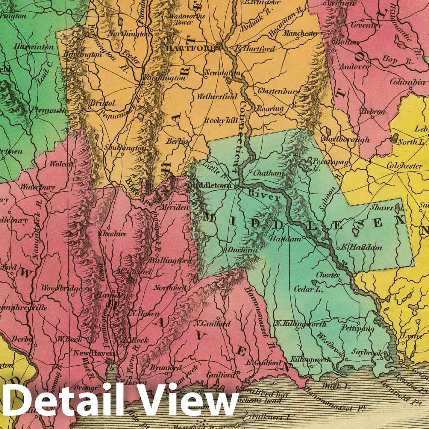 Historic Map : Classical Atlas Map, Connecticut. 1831 - Vintage Wall A ...