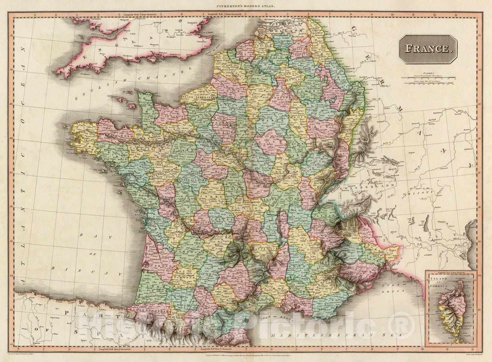Historic Map : World Atlas Map, France. 1809 - Vintage Wall Art ...