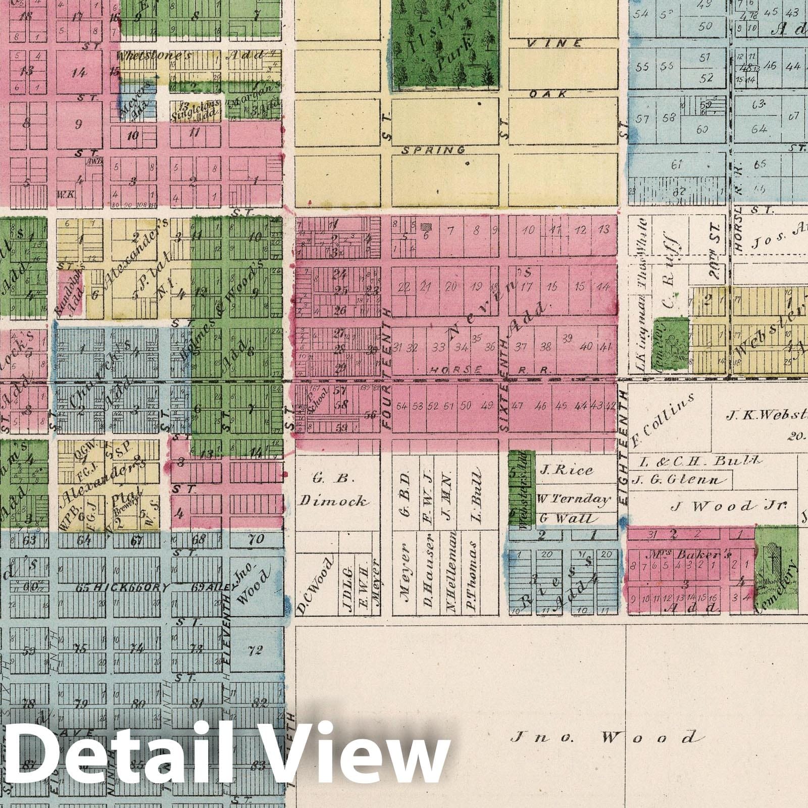 Historic Map - Atlas Map, Quincy, Adams County, Illinois. 1872, - Vint ...