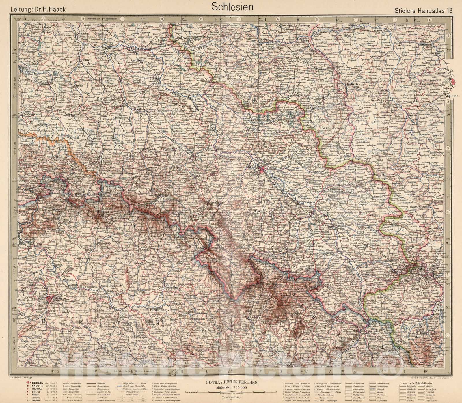 Historic Map : Poland,13. Schlesien. Silesia. 1925 , Vintage Wall Art ...