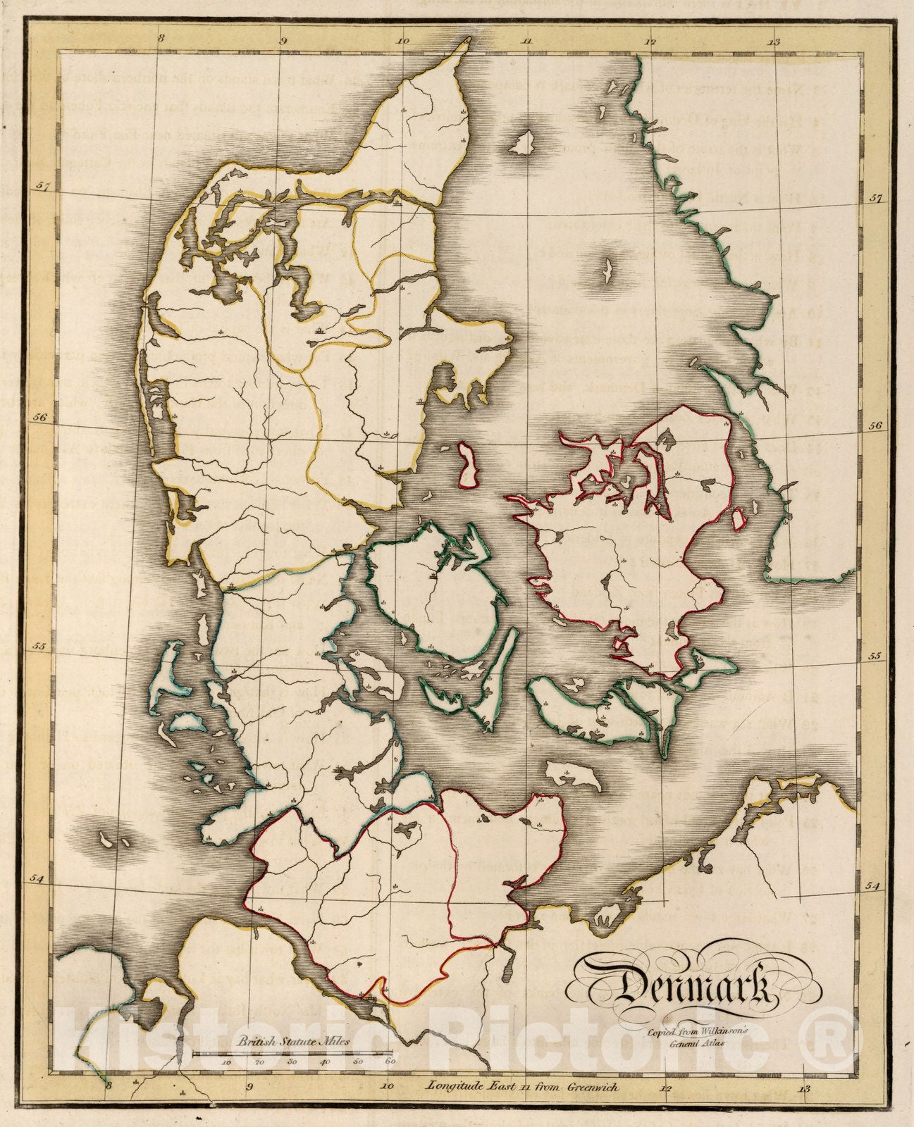 Historic Map : School Atlas Map, Denmark 1815 - Vintage Wall Art ...