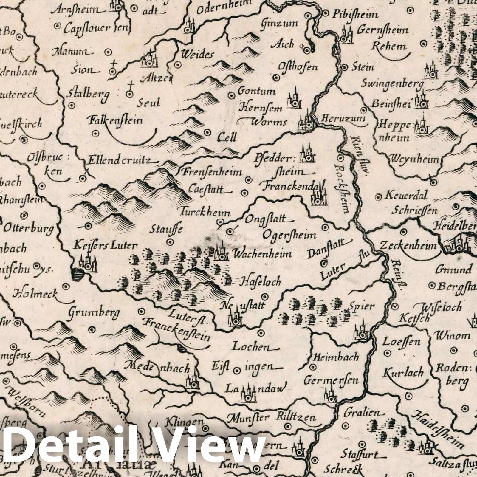 Historic Map : Germany,Palatinatus Rheni 1636 , Vintage Wall Art ...